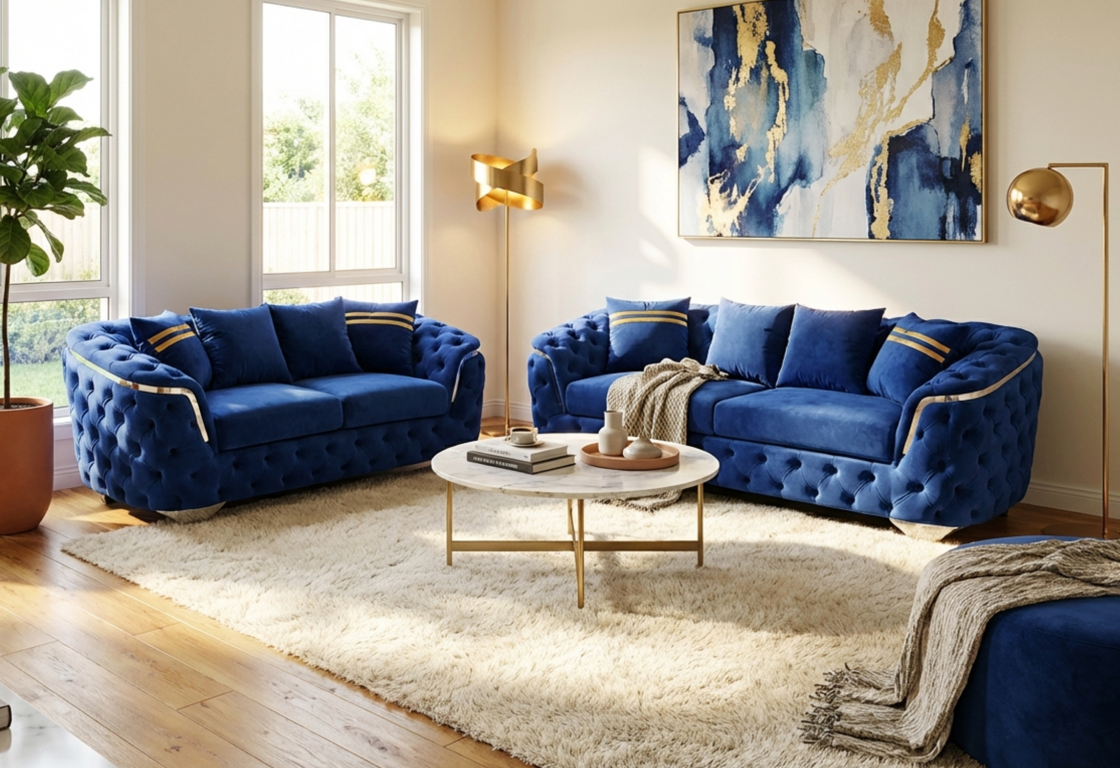 Amsterdam Velvet 2-Seater Twin Set | Fusion Furniture
